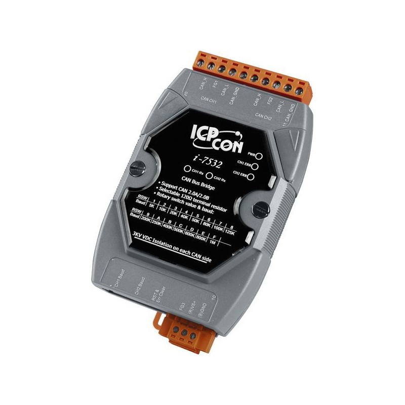 CAN bus gateway or bridge with 2 ports. Different speed is possible. DANBIT