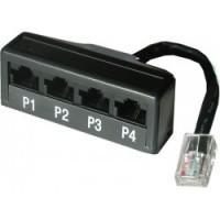 splitter til 1x RJ45 til 4x RJ11 porte (RJ45 hun-stik) - Adapter