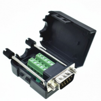 Terminal block with DB9 male connector, RS232 connector with screw terminal