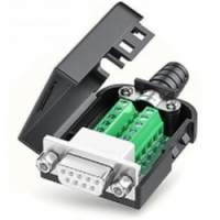 Terminal block with DB9 female connector. With screw for DB9 male cable ...