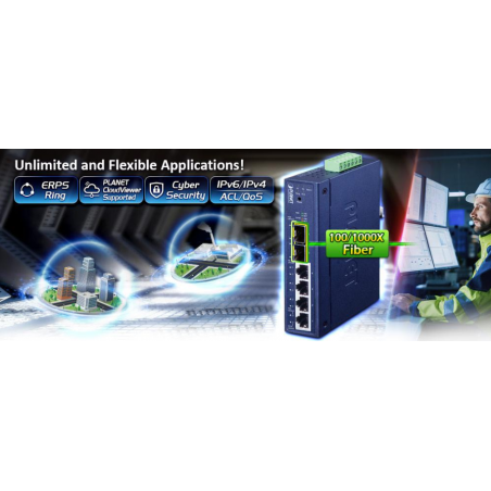 6 ports managed switch 4 x RJ45 10/100/1000Mbps, 2 x 100/1000Mbps SFP ...