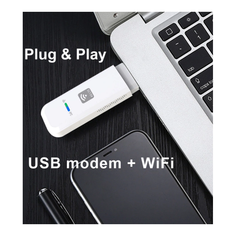 Højhastigheds 4G LTE USB-modem med Wi-Fi | Op til 150 Mbps downloadhastighed